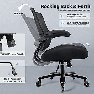 500lbs Big and Tall Office Chair - Heavy Duty Mesh Ergonomic Desk Chair, High Back Computer Chair - Flip-up Armrests, Wide Thick Seat Cushion, Quiet Wheels