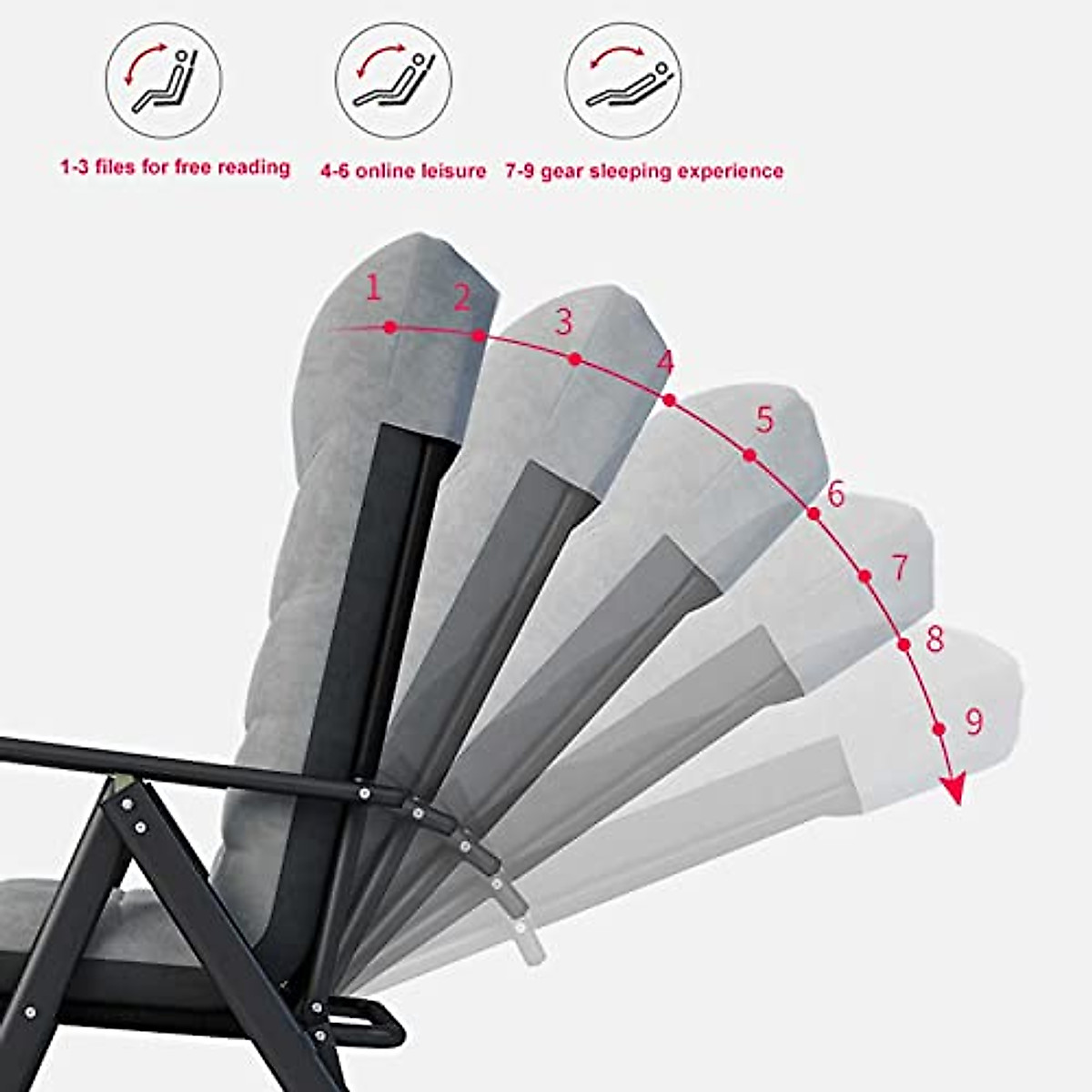 ABaippj Zero Gravity Chair, Lawn Recliner, Reclining Patio Lounger Chair, Folding Portable Chaise, with Detachable Soft Cushion, Adjustable Headrest, Support 440 lbs