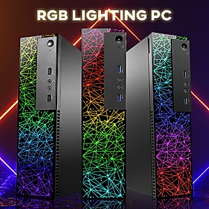 Lenovo ThinkCentre Desktop Computer PC, Intel Core i5, 16GB DDR4 RAM, 512GB SSD, Wi-Fi, Bluetooth, 24 Inch Monitor, RGB Speakers - Windows 10 Pro (Renewed)
