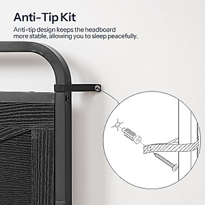 HOOBRO Wooden Panel Headboard, Queen Headboard, Minimalist Headboard with Metal Frame, Height Adjustable, Headboard with Bed Frame Adapter, Black