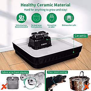 Large Dog Water Fountain, 230oz/1.8Gal Ceramic Pet Water Fountain, Whisper Quiet, Super Wide Drinking Area, Healthier Than Other Water Dispensers for Dogs and Cats, Easy to Clean, Dishwasher Safe, 7L