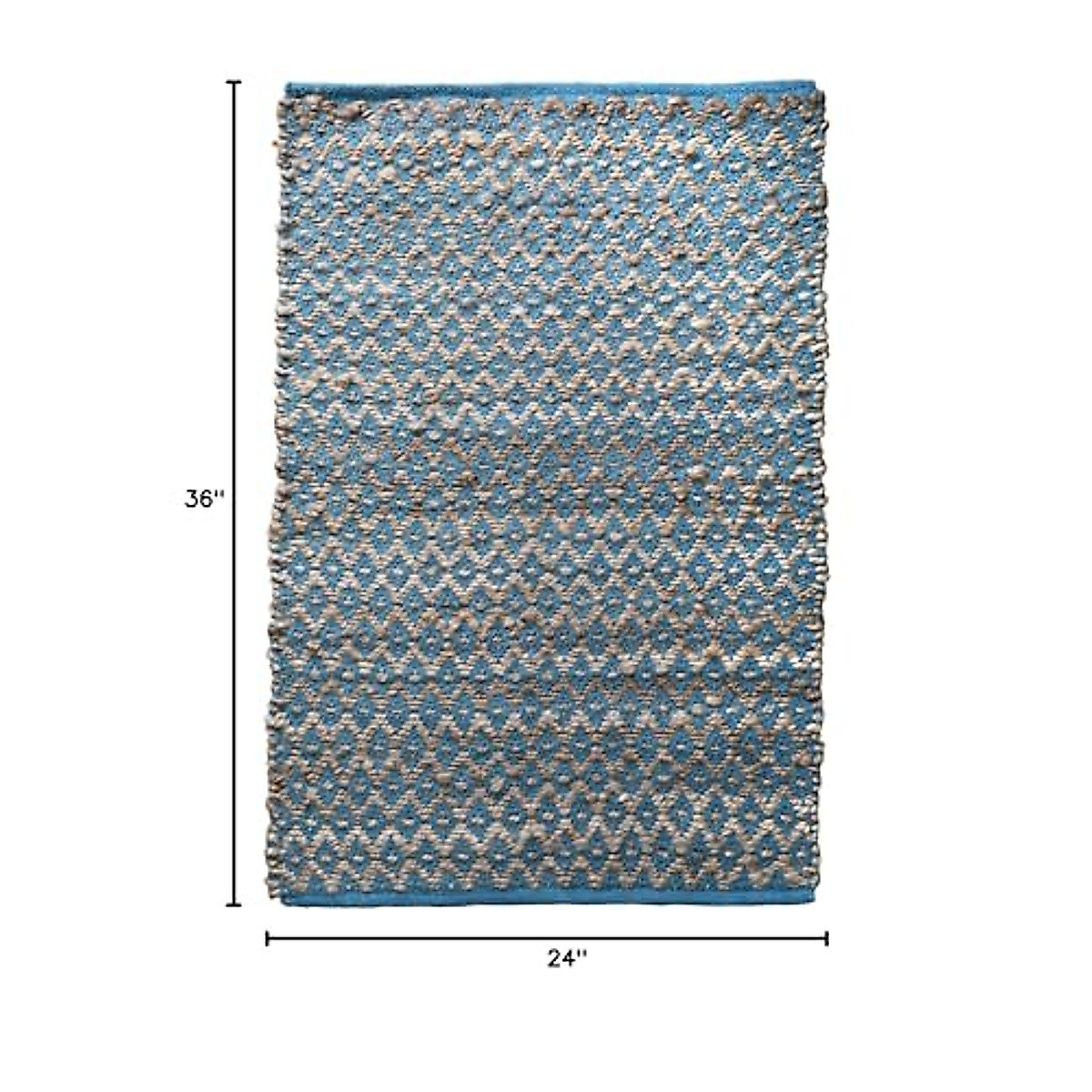 Jute Cotton Rug 2x3'- Hand Woven by Skilled Artisans, for Any Room of Your Home décor - Reversible for Double The wear - Diamond Design - Jute Cotton Rug - Natural Teal,Kitchen Rug,Entry Way Rug