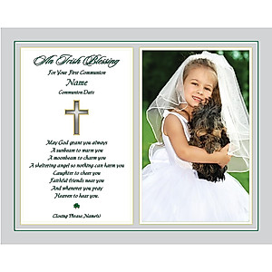 Poetry Gifts First Communion for Girl or Boy, Irish Blessing 8x10 Inch Print Personalized with Name and Photo You Add