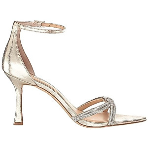 Jewel Badgley Mischka Women's VANI Heeled Sandal, Gold Textile, 5.5