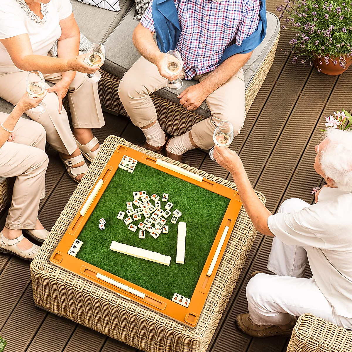 20mm Mini Travel Mahjong Set with Majiang Table Travel Board Game Chinese Traditional Mahjong Games, Portable Size and Light-Weight