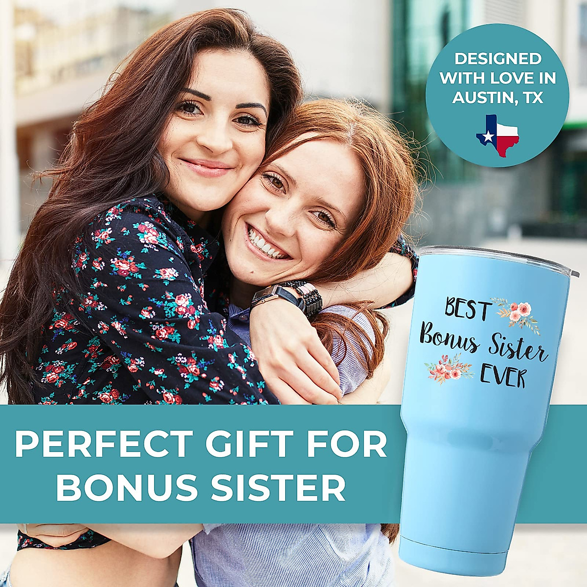 Best Bonus Sister Ever Tumbler 30oz, Perfect Bonus Sister Gifts, Soul Sister In Law Birthday Gifts For Sister In Law, Unbiological Sister Gift For Sister In Law Gifts For Sister In Law Unique