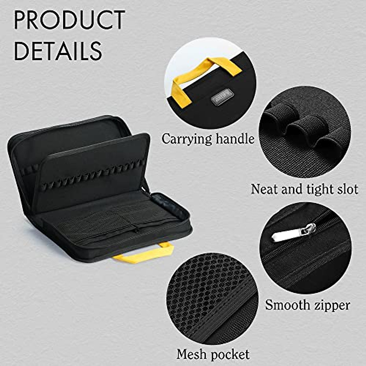 ARTIFY 48 Slot Canvas Marker Pen Organizer Bag, Carrying Case for School, Office, Travel & Storage with Zipper Pocket (C)