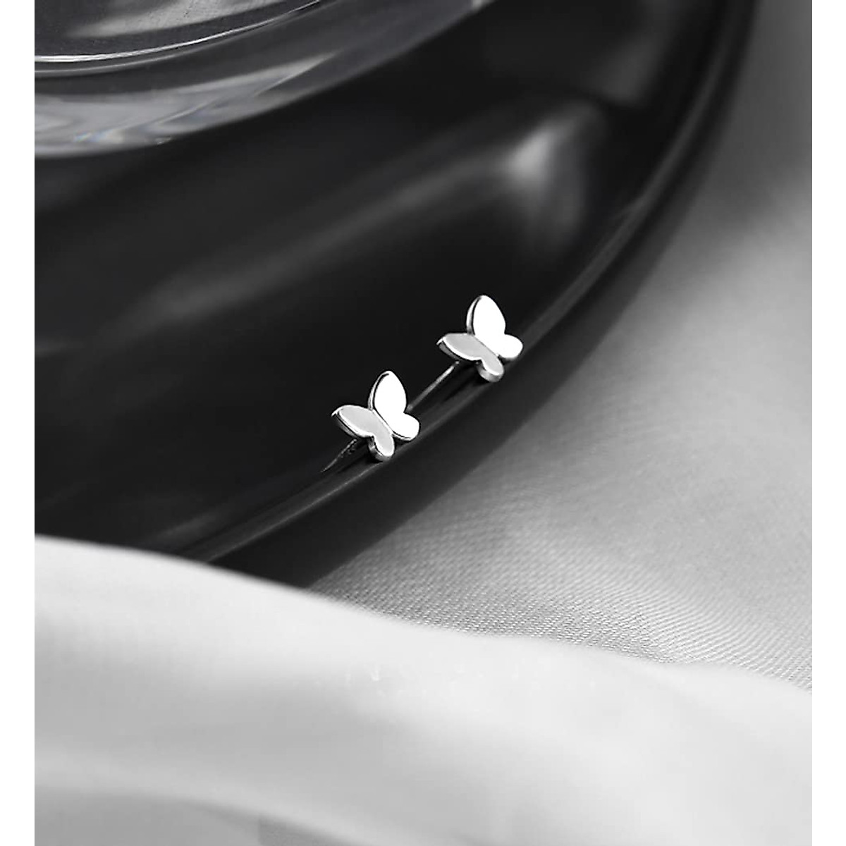SLUYNZ 925 Sterling Silver Tiny Butterfly Earrings Studs for Women Teen Girls Tiny Studs Earrings (A-Silver)
