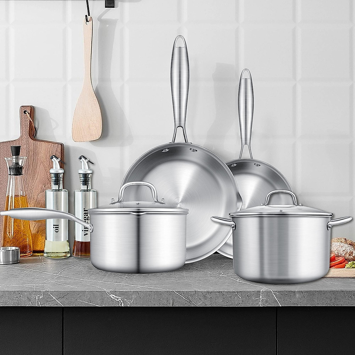 Buttermelt 1.5 Quart Stainless Steel Saucepan with Steamer Basket, Tri-ply Full Body, Multipurpose Sauce Pot with Two-Size Drainage Holes Lid, Perfect For Boiling Gravies, Pasta, Noodles