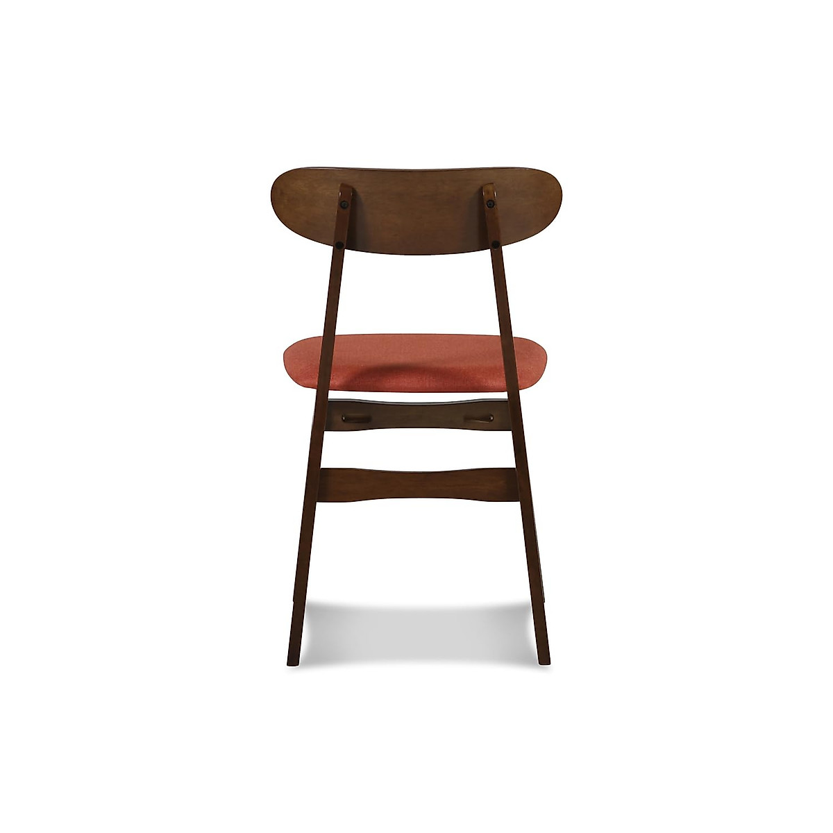 New Classic Furniture Morocco Mid-Century Modern Dining Chair (Set of 2), Orange Cushions, Walnut Brown Finish