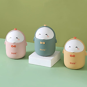 Ujk-TyLun Cute Desktop Trash Can Wastebasket and 120 Trash Bags, Creative Mini Garbage Can with Lid for Countertop Table, Tiny Plastic Storage Bin for Office, Kids Bedroom, 13 * 13 * 18.5cm (Green)