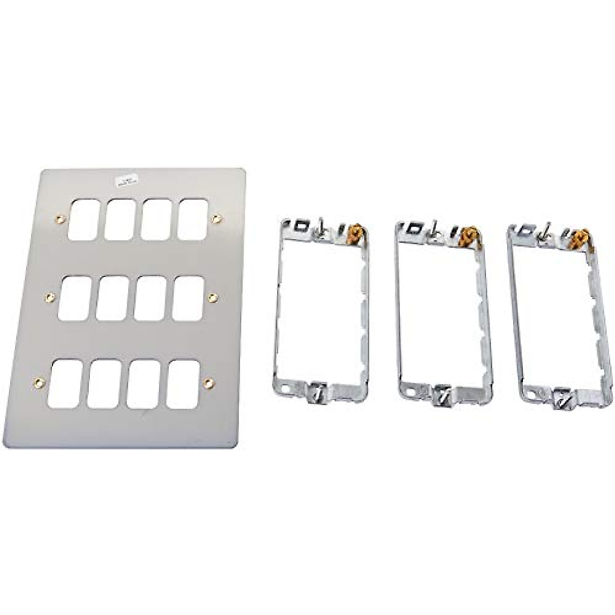 MK Edge K14352BRC 12-Module Grid Plus Frontplate with Frames - Brushed Chrome