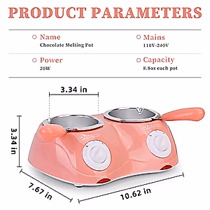 Chocolate Melting Pot, Electric Chocolate Melting Warming Fondue Fountain Pot Kit for Melting Chocolate, Candy, Butter, Cheese (Pink)