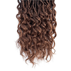 Karida Faux Locs Crochet Hair 18 Inch, 8 Packs Pre Looped Goddess Locs Crochet Hair, Wavy Crochet Faux Locs With Curly Ends, Boho Faux Locs Crochet Hair For Black Women (18 inch, T30#)