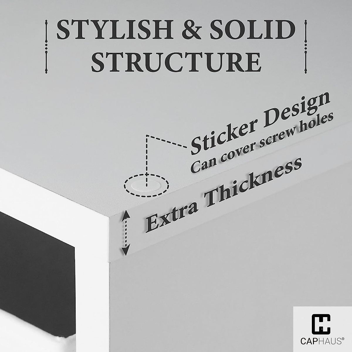 CAPHAUS Sturdy Room 13-Inch Cube Storage Organizer Shelf, with Extra Thick Exterior Edge, Open Storage Shelf Divider, Bookcase, 8-Cube, White