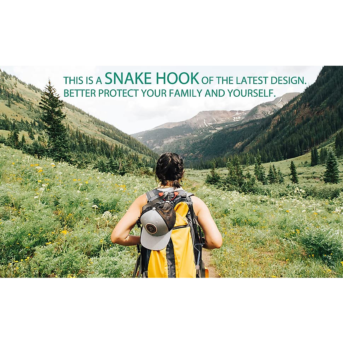 BOVONVON 55 inchs Collapsible Snake Hook,Non-Rotatable,Telescopic Rods Designed with 2 Grooves,Sturdy Stainless Steel Hook,Snake Tool Hook,Bigger Wooden Handle