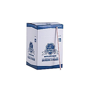 ESJ775RS Empress Jumbo Straw Unwrapped 7.75" White w/Red Stripe, Boxed 24/500 cs