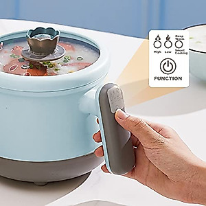 Avkobow Smart Automatic Multi-function Electric Hot Pot 1.8L, Shabu Shabu Mini Non-Stick Hot Pot with Multi-Power Control, Electric Cooker with Tempered Glass Lid for Family, Party and Friends Gathering (Green)