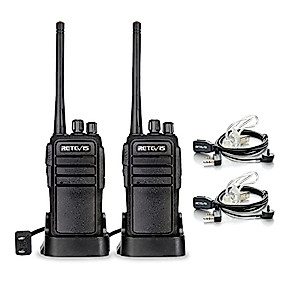 Retevis RT21 Long Range Walkie Talkies with Earpiece and Mic, Rugged Adults 2 Way Radio,Portable FRS Two-Way Radios(2 Pack) (DC Charging)