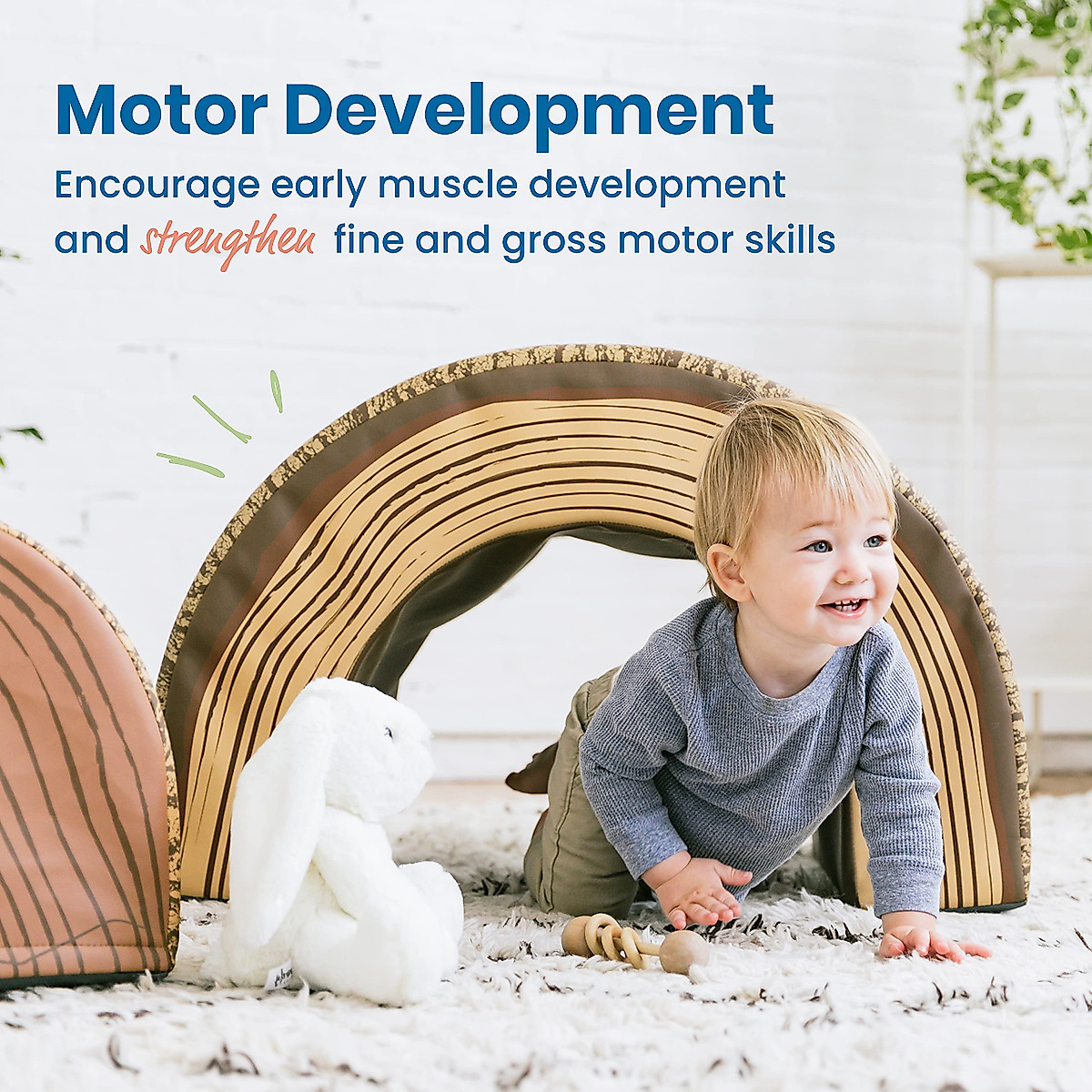 ECR4Kids SoftZone Tree Tunnel and Climber, Toddler Playset, Chocolate, 2-Piece