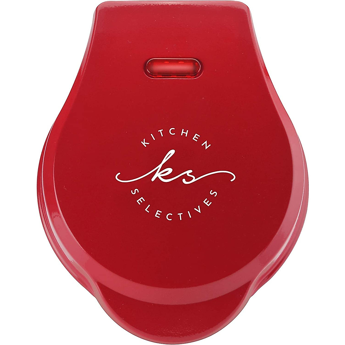 Kitchen Selectives Mini Waffle Maker By Select Brands - Classic Waffle Iron for Traditional, Savory or Dessert Waffles - Features Non-Stick Coating - 4 Mini Waffles, Red