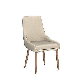 E&D FURNITURE Dining Chairs, Accent Living Room Chair Set of 2 Beige Kitchen and Dining Room Chairs with High Back 2 Pack Fabric Dining Chairs Sillas para Comedor Upholstered Dining Metal Leg Chairs