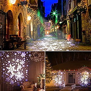 Christmas Projector Lights Outdoor - Waterproof LED Snowflake Projector Lights for Xmas Holiday Home Party Garden Decorations