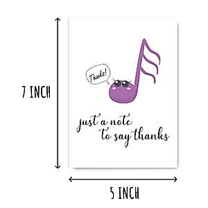 NDHGifts Just A Note To Say Thanks Card - Funny Punny Card - Thank You Card For Family - Card For Friend - Blank Card - Music Card - Gift For Teacher