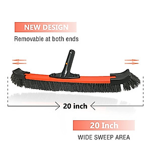 Katikies 20 inch Heavy Duty Swimming Pool Wall,Tile Brush,Vinyl Cleaning Brush Head for Cleans Walls,Tiles and Floors,Nylon Bristles Brush Head (Excluding Pole)