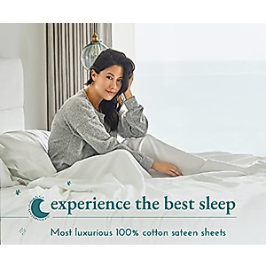 California Design Den Luxury Sheets 1000 Thread Count 100% Cotton Sheets, Very Smooth Soft & Thick with Deep Pockets Vs. Egyptian Cotton Sheets, 4 Pc Set (Queen, Bright White)