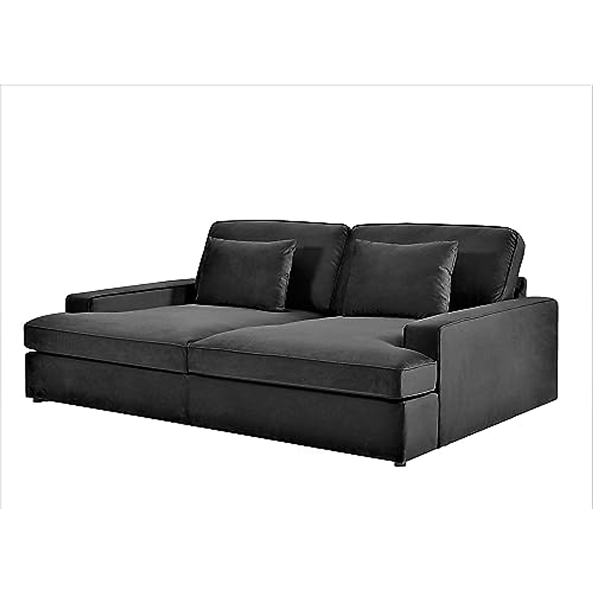 US Pride Furniture Sleek Velvet Sleeper Sofa Bed Couch with Luxurious Design, Stylish Focal Point for Elegant Living Spaces and Cozy Lounging with 2 Accent Pillows, Black