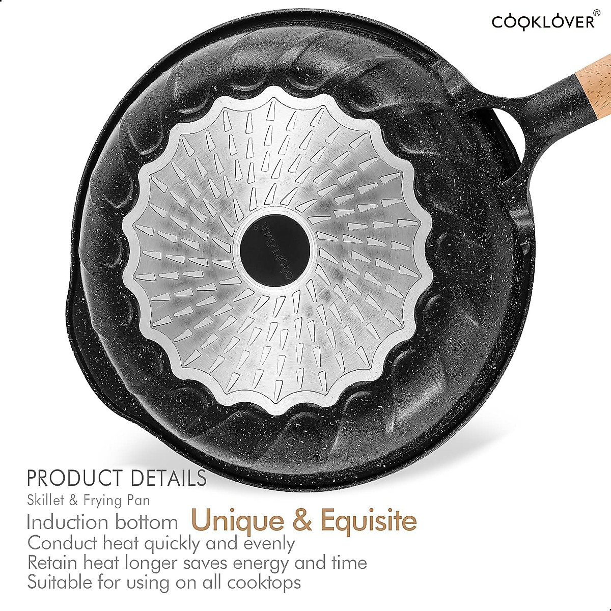 COOKLOVER Nonstick Frying Pan 100% PFOA Free Cookware Induction Skillet Fry Pan Set Pack -3-7.9 Inch & 9.5 Inch &11 Inch Black