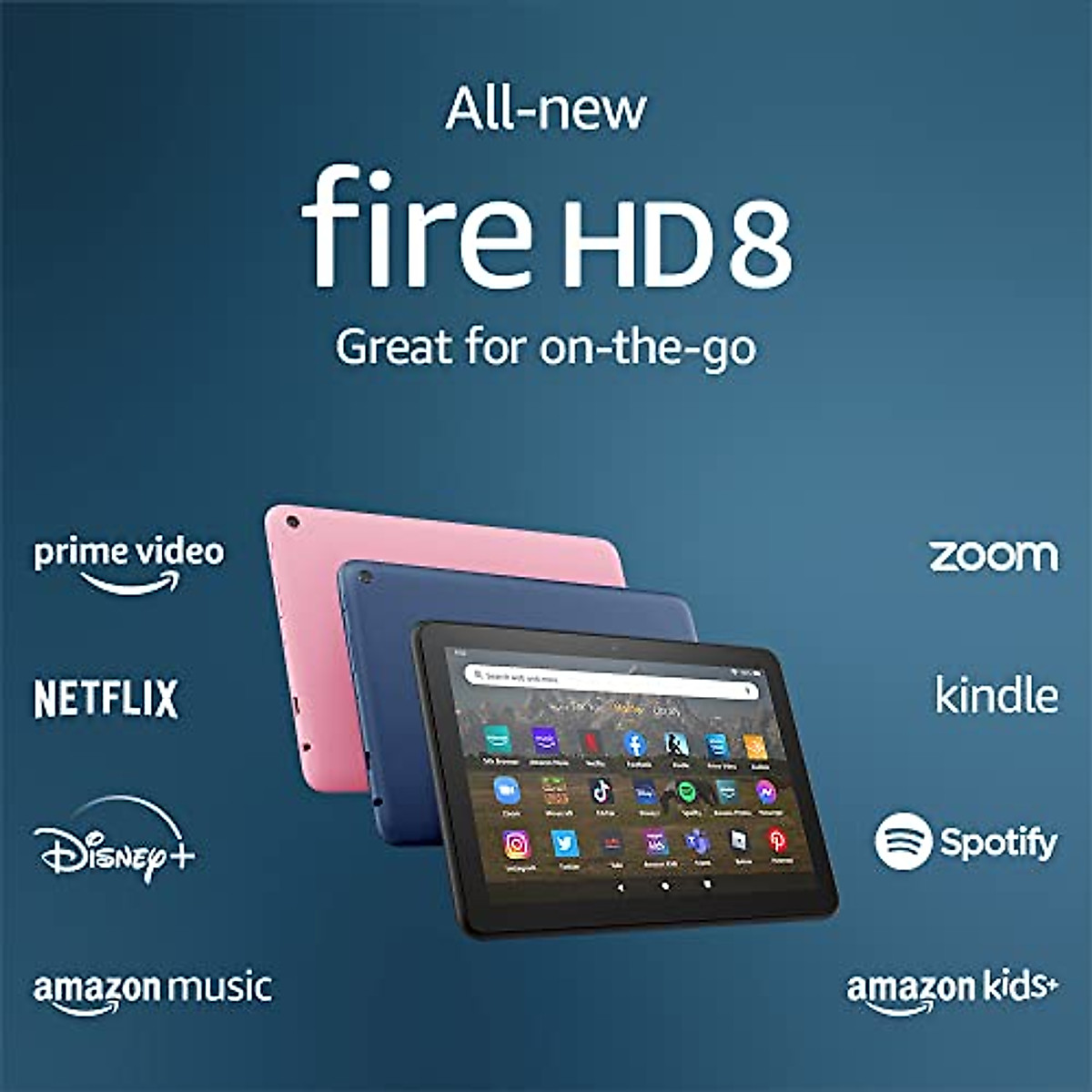 Fire HD 8 tablet, 8” HD Display, 64 GB, 30% faster processor, designed for portable entertainment, (2022 release), Black