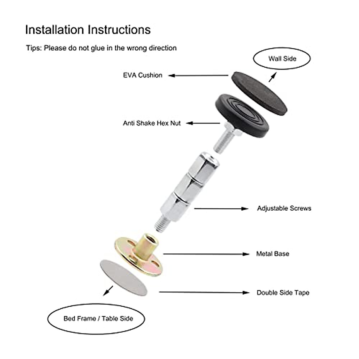 AIOUIERSCN Bed Frame Anti-Shake Tool, Adjustable Anti-Shake Tool, headboard Shockproof Stopper, Suitable for beds, cabinets, Sofas, Wall Retractable Tools，1.57-4.41inch,2pieces