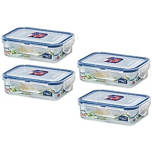 Lock & Lock, No BPA, Water Tight, Food Container, with 2 Divider Cups, 1.5-cup, 12-oz, Pack of 4, HPL810C