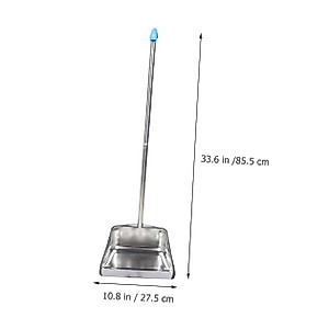 ORFOFE Stainless Steel Garbage Bin Cleaning Supplies Long Handle Dustpan Household Cleaning Dustpan Upright Pans Kitchen Cleaning Shovel Commercial Products Dustpan Outdoor Silver Plastic