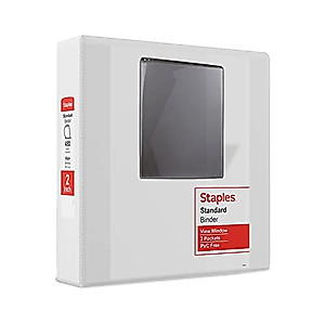 Staples 2661486 Standard 2-Inch 3-Ring View Binders White 6/Carton (26444Ct)