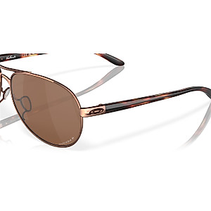 Oakley Women's OO4079 Feedback Aviator Sunglasses, Rose Gold/Prizm Tungsten Polarized, 59 mm