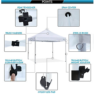 Ontheway 10'x10' Ez Pop-up Canopy Tent Commercial Instant Canopies with Roller Bag and 4 SandBags (White)