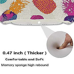 Kntiline Pineapple Bathroom Rugs and Mess Colorful Graffiti Mats Sets 3 Piece, Velvet Memory Foam Tropical Fruit Theme Bath Mat, Large Small and U-Shaped Contour Shower Mat Non-Slip Washable