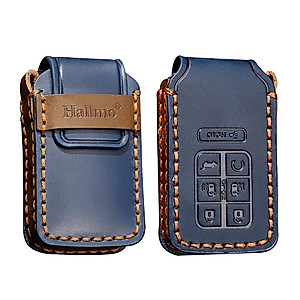 SANRILY Leather Key Fob Case, Blue - Premium Crazy Horse for Honda Odyssey 7 Buttons Smart Key 2018-2022 Keyless Protection, Unisex Accessory