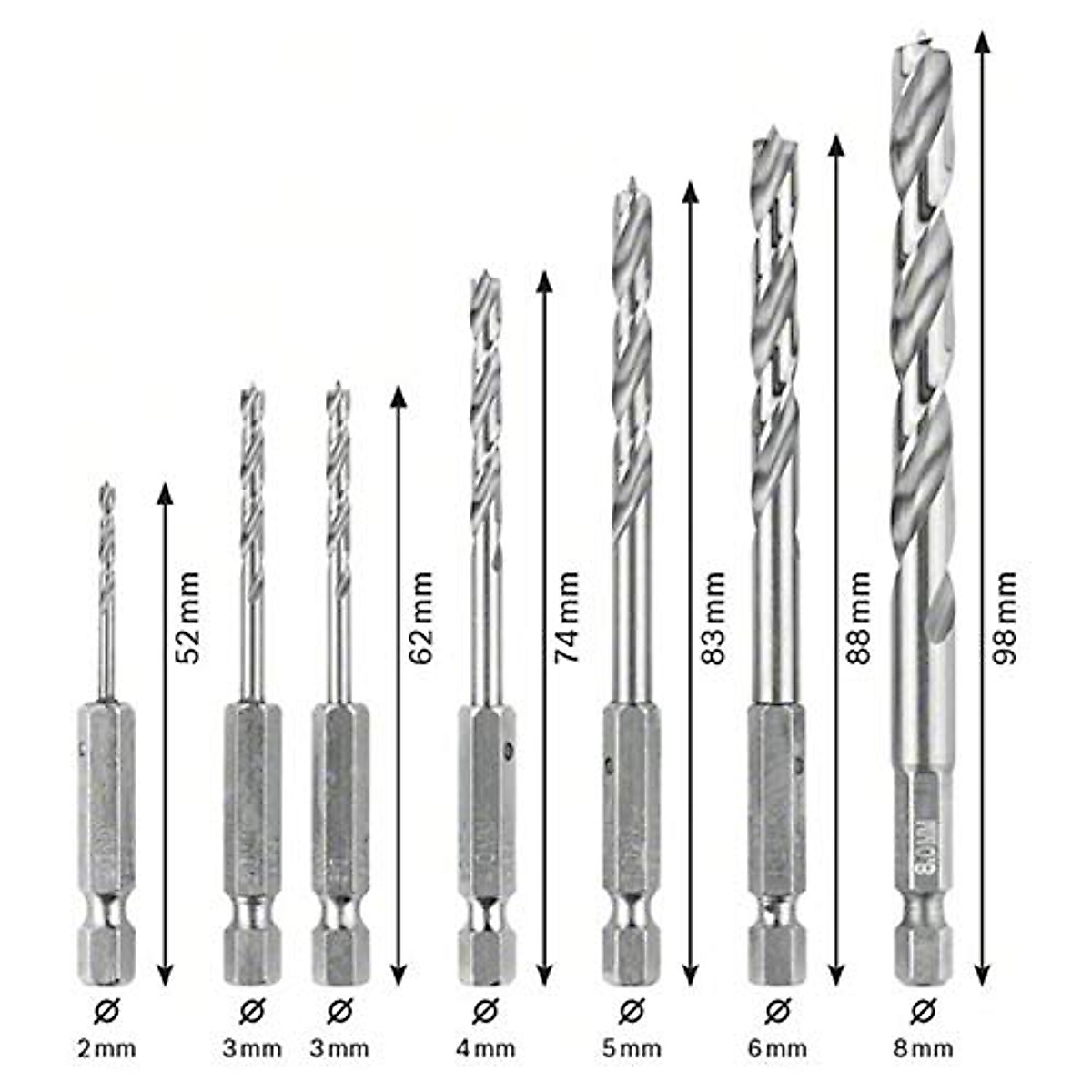 Bosch 2607019923 Wood Twist Drill Bit-Set "Robust Line" 2-8mm 7 Pcs
