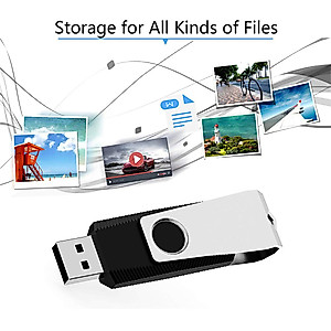 KEXIN 16GB USB Drive Bulk 50 Pack Flash Drive 16 GB USB Drive Thumb Drive Bulk Flash Drive Pack Swivel USB 2.0 (16GB, 50PCS, Black)