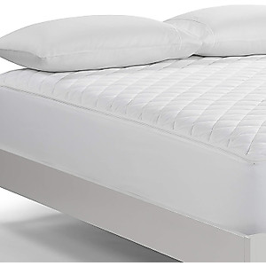 Serta Air Dry Extra Comfort Plus 100% Cotton Fabric Quilted Mattress Pad, Cooling and Breathable Mattress Cover, Moisture Wicking Protection with 18" Deep Pocket, Queen, White