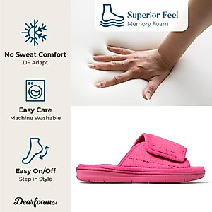 Dearfoams Women's Adjustable Indoor/Outdoor Machine Washable Memory Foam Slide Slipper, Paradise Pink Terry, 7-8