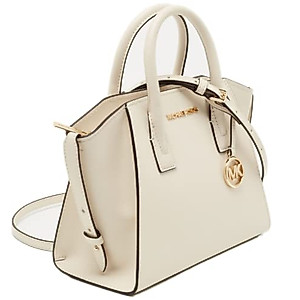 Michael Kors Avril Small Top Zip Slouchy Satchel Crossbody Light Cream White