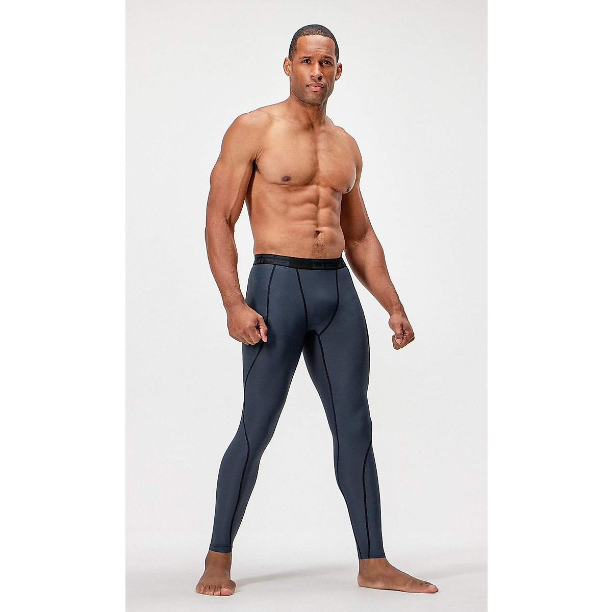 DEVOPS 2 Pack Men's Compression Pants Athletic Leggings with Pocket (Medium, Black/Charcoal)