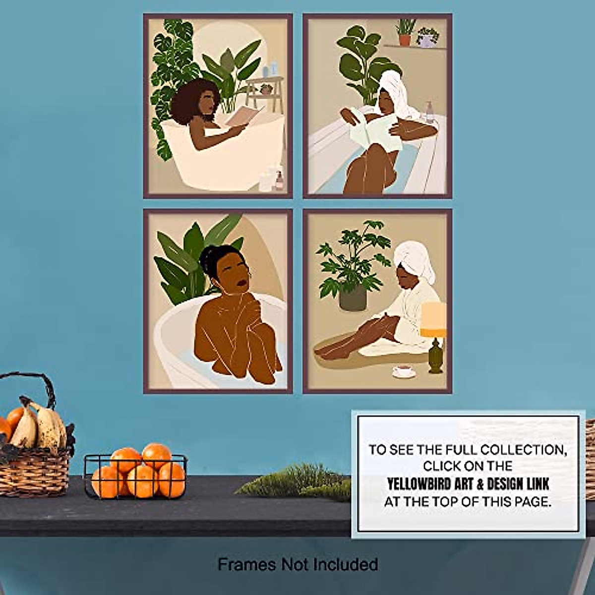 Woman Bathroom Wall Art & Decor - Bath Wall Decor - Powder room Decor for Women - Mid-century modern Bathroom Wall Decor - Luxury Minimalism Abstract art - Restroom Aesthetics Poster Set UNFRAMED 8x10