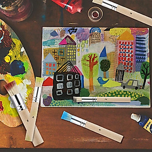 LUTER 6Pcs Wooden Stencil Brushes, Natural Bristle Stencil Brushes for Acrylic Painting, Oil Painting, Watercolor Painting, Card Making, DIY Art Crafts Project (3 Sizes)