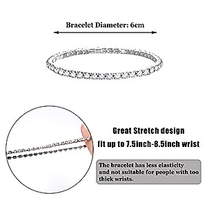 THUNARAZ Silver Bridal Jewelry Set Rhinestone Crystal Necklace Bracelet Dangle Earrings for Women Brides Bridesmaid Prom Costume Accessories